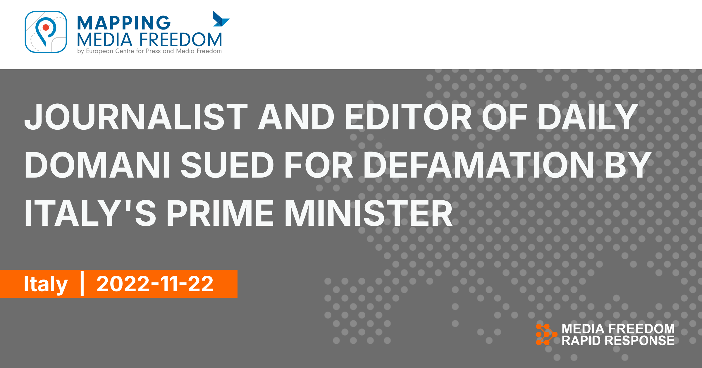 Mapping Media Freedom: Italy: Journalist and editor of daily Domani ...